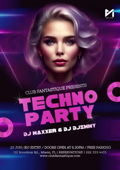 Plantilla de Techno Party Video Ad Template | PosterMyWall