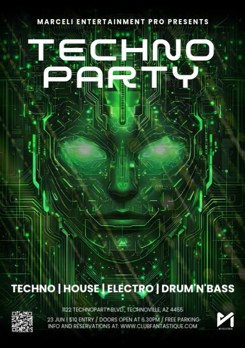 Techno Party Video Flyer Template | PosterMyWall