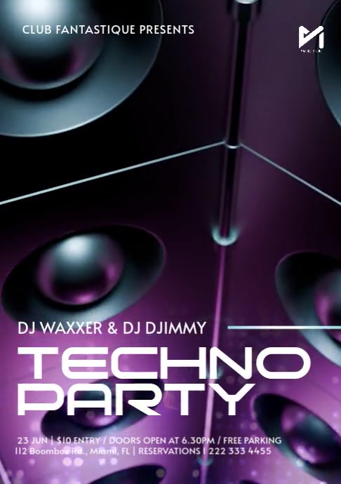 Techno Party Video Flyer Template | PosterMyWall