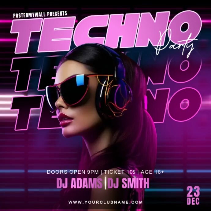 Techno Party Video template for instagram | PosterMyWall