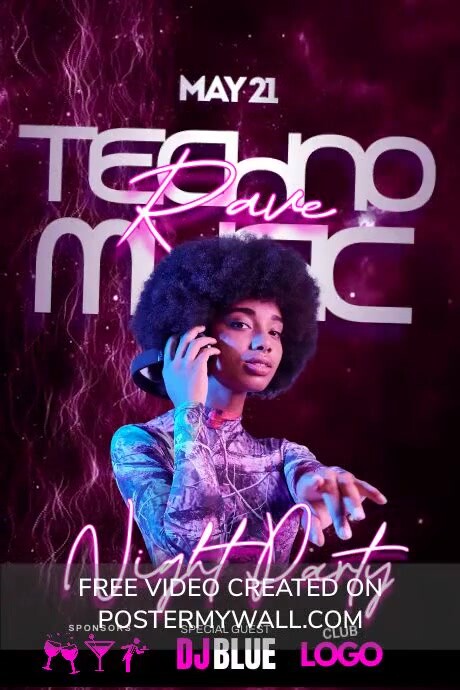 Plantilla de Techno Rave Music | PosterMyWall