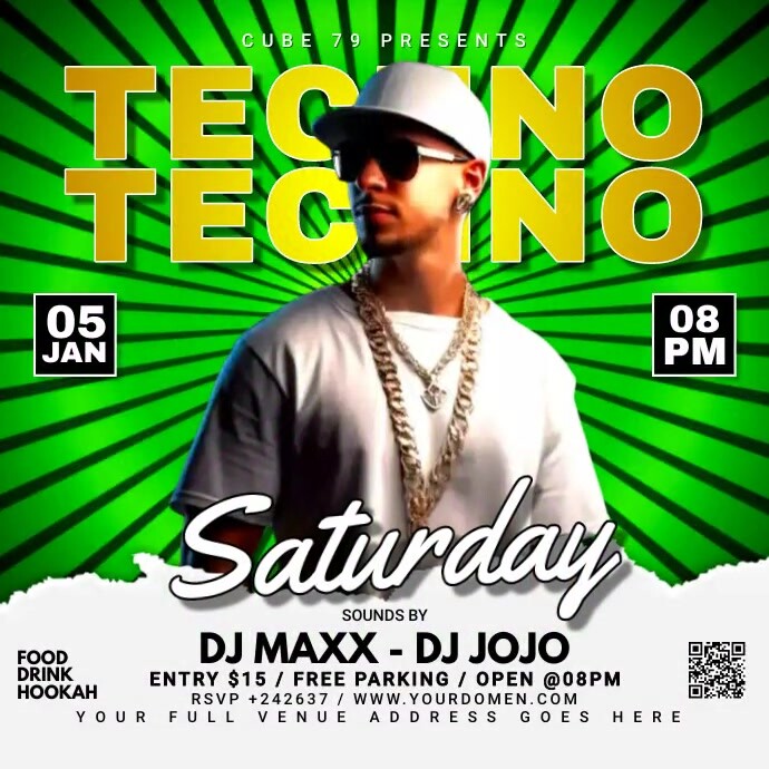 Techno Saturday Template | PosterMyWall