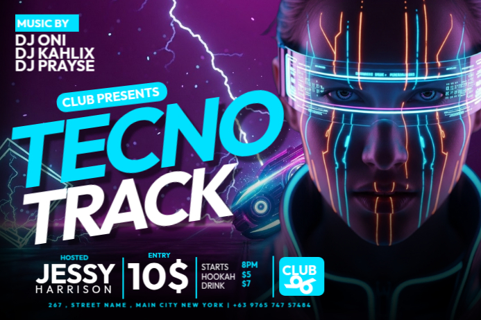 Techno Track Event Poster Template | PosterMyWall