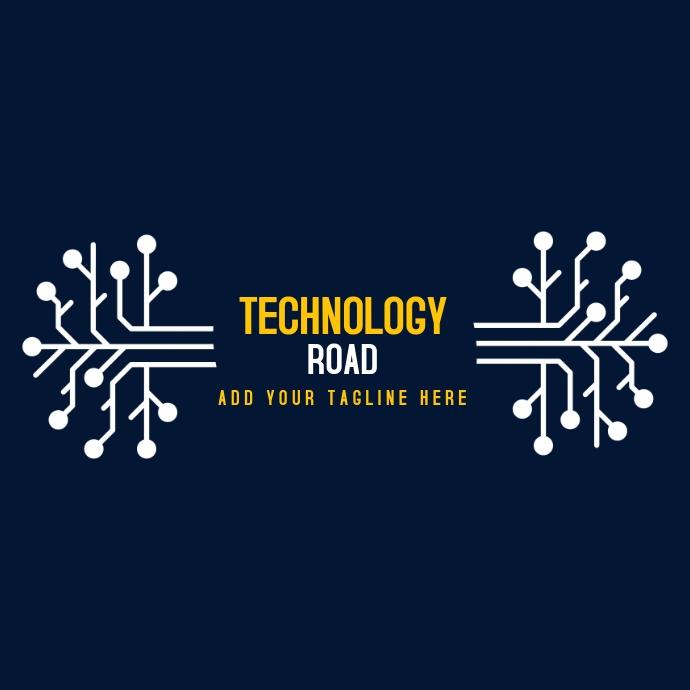 Technology road white and yellow logo Template | PosterMyWall