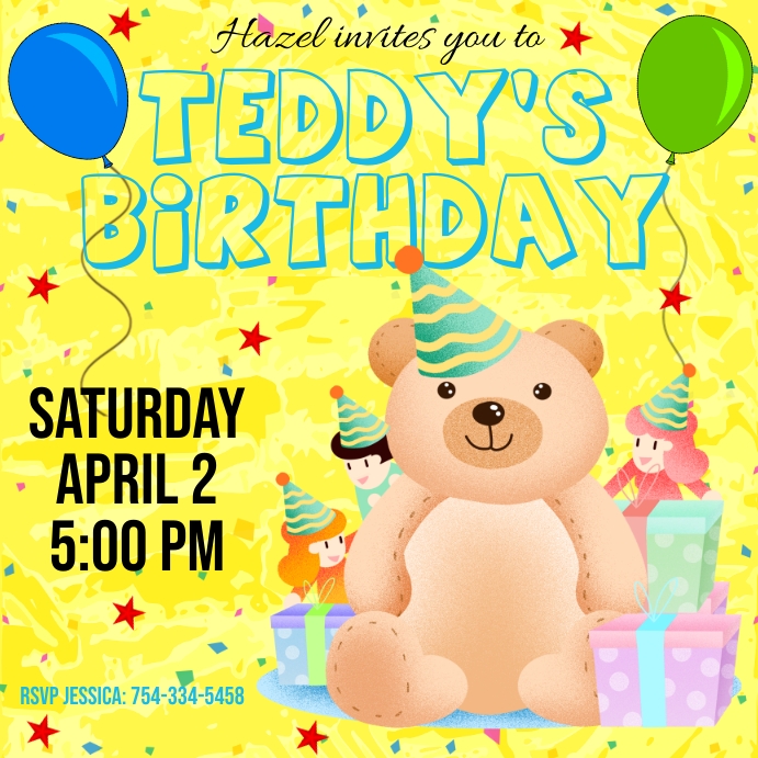 Copy of Teddy Bear's Birthday, Teddy's Birthday | PosterMyWall