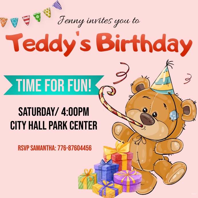 Copy of Teddy Bear's Birthday, Teddy's Birthday | PosterMyWall
