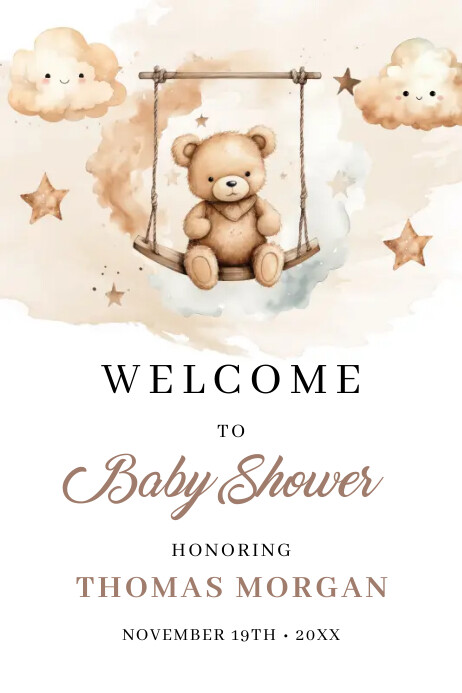 Teddy Bear Boy Baby Shower Welcome 61-6a Template | PosterMyWall