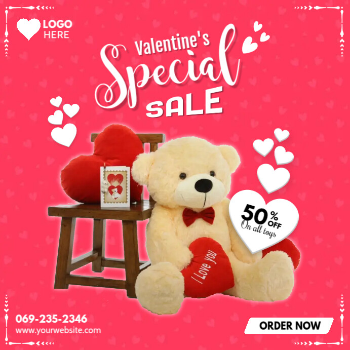 Teddy bear Valentine's Template | PosterMyWall