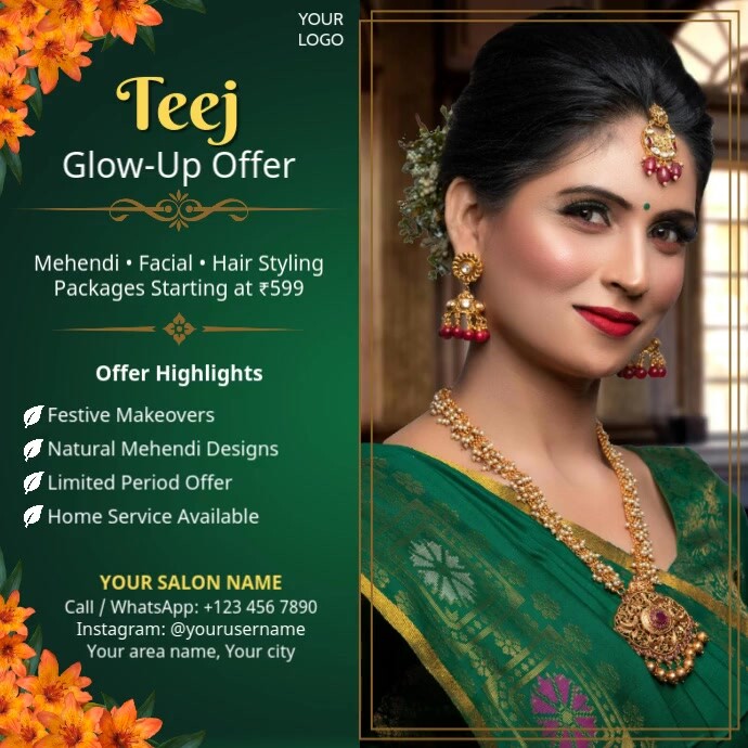 Copy of Teej Beauty Salon Offer Instagram Post Template | PosterMyWall