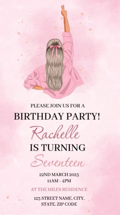 teen tween girl birthday party invite design template | PosterMyWall