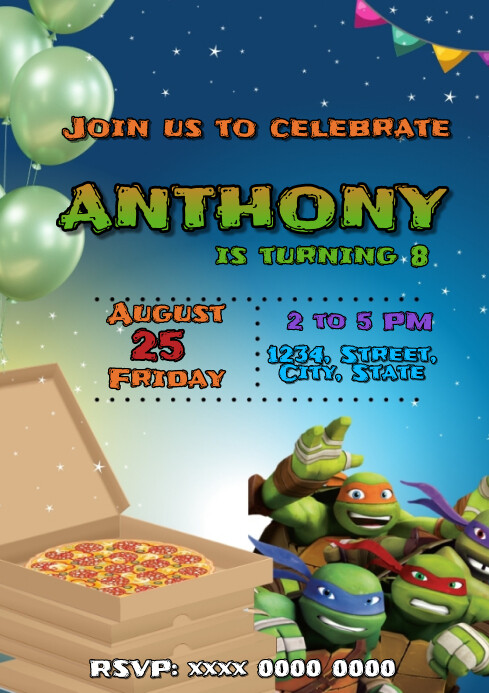 Teenage Mutant Ninja Turtles Invitation Template | PosterMyWall