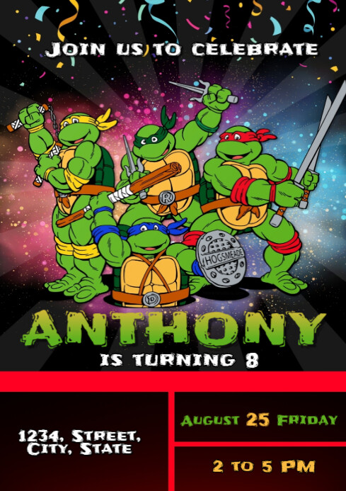 Teenage Mutant Ninja Turtles Invitation Template | PosterMyWall