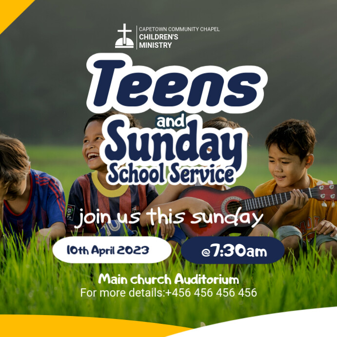 teens and Sunday school service flyer (1) Template | PosterMyWall