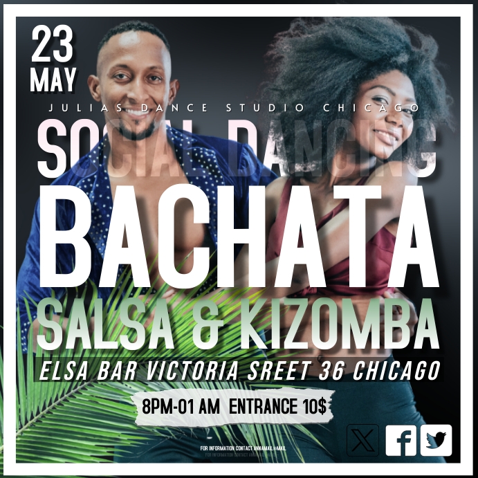 template bachataa social dancing (4) | PosterMyWall