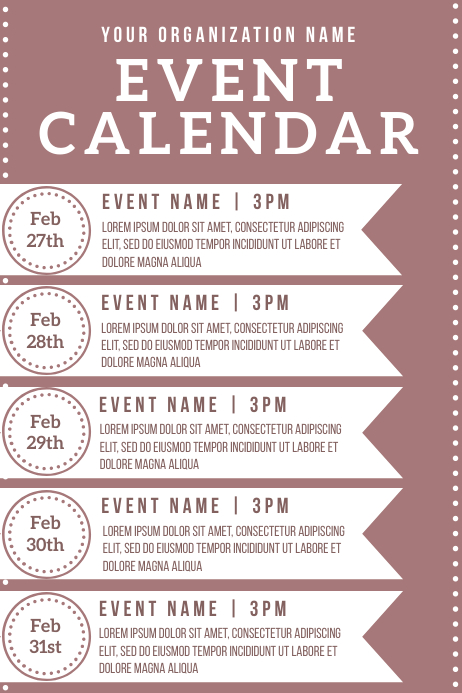 Template event calendar | PosterMyWall
