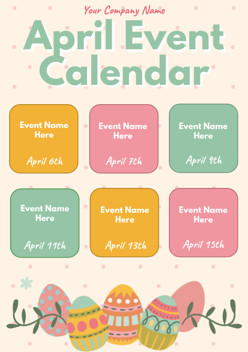 Template event calendar easter | PosterMyWall