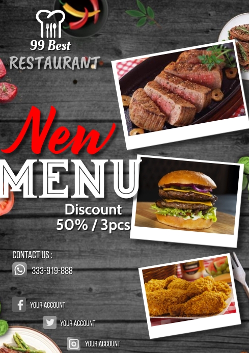 template food promo restaurant poster flyer | PosterMyWall