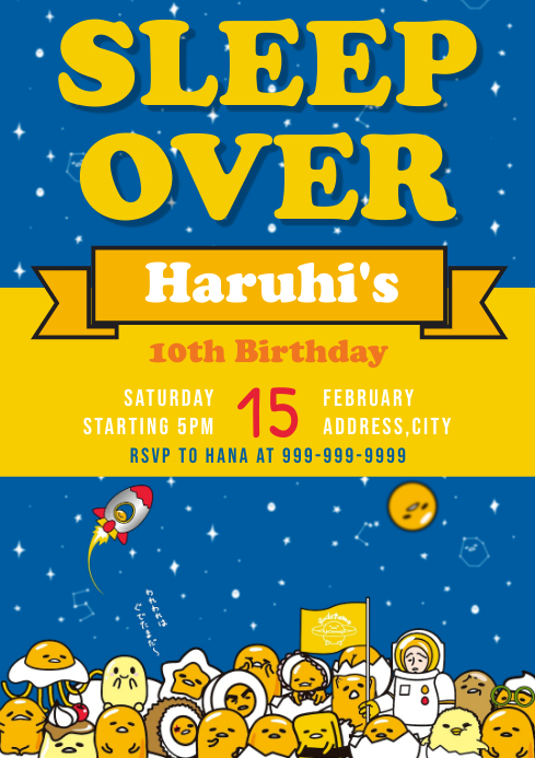 Template gudetama sleep over | PosterMyWall