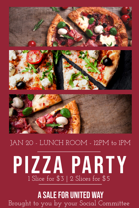 Template Pizza Party Red | PosterMyWall