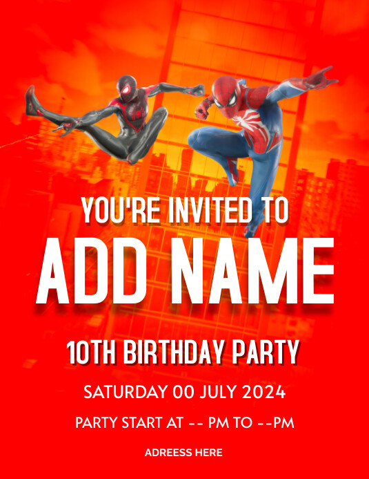 birthday invitation Spiderman Template | PosterMyWall