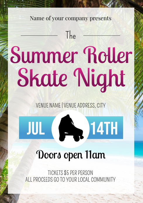Template summer roller skate night | PosterMyWall