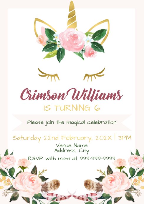 Template unicorn birthday | PosterMyWall