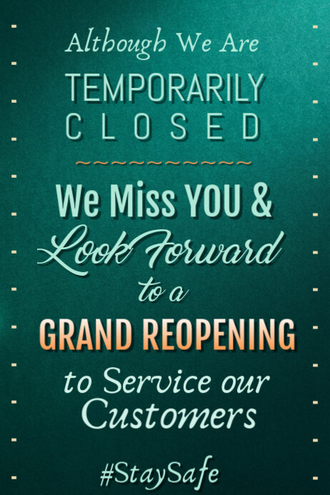 Temporarily Closed Poster Template | PosterMyWall