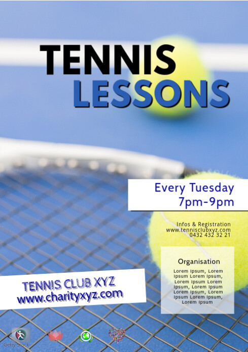 Tennis Lessons Training Workshop Sport Club Template | PosterMyWall