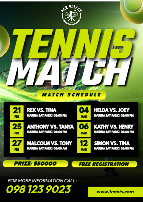 Tennis Match Flyer Template | PosterMyWall