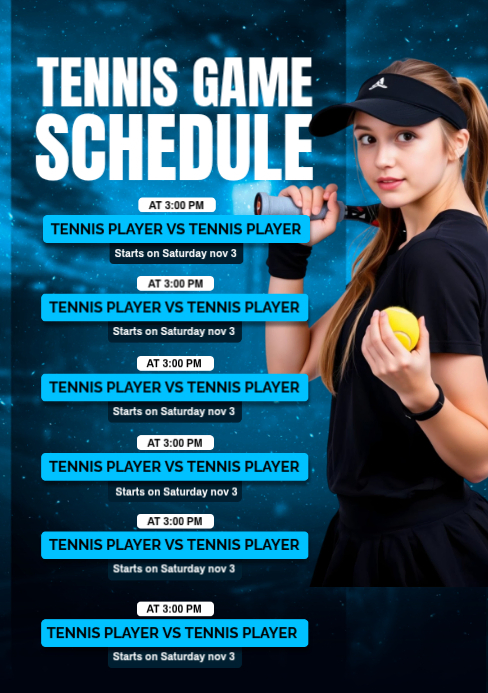 Tennis schedule Template | PosterMyWall