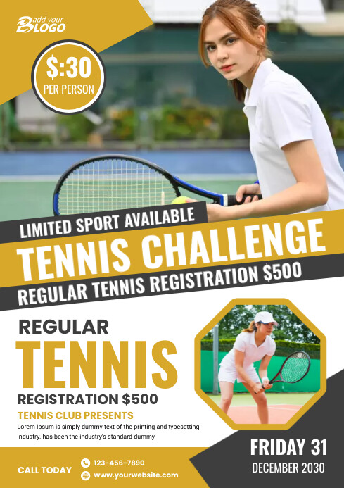 Tennis Tournament Flyer Template | PosterMyWall