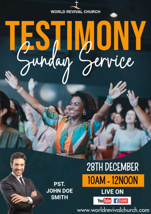 Copy of Testimony Sunday Service Flyer | PosterMyWall
