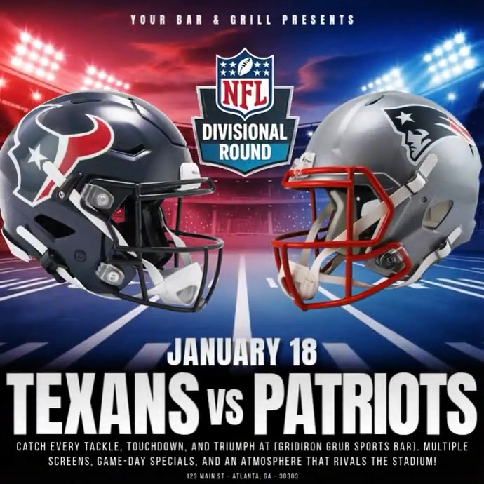 Texans vs Patriots. nfl playoffs.. nfl flyer. american football ...