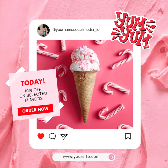 Textured Ice Cream Order Now Instagram Post Template | PosterMyWall