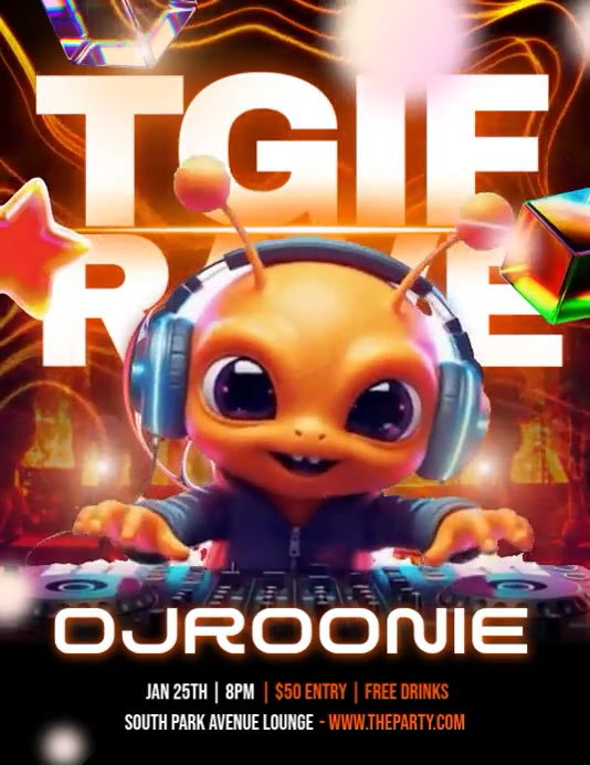 TGIF Rave Night EDM Template | PosterMyWall