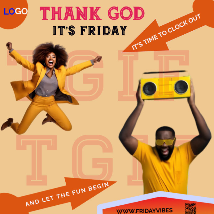 Copy of TGIF/thank god it's Friday flyer orange maxim | PosterMyWall