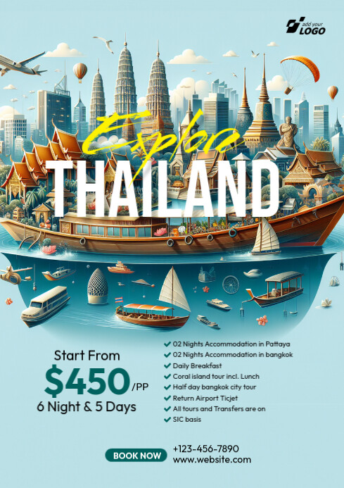 Thailand Tour Package Flyer Template | PosterMyWall