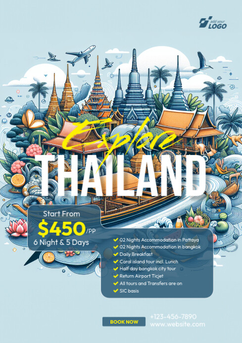Thailand Tour Package Flyer Template | PosterMyWall