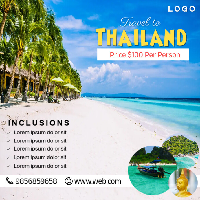 Thailand travel flyer Template | PosterMyWall