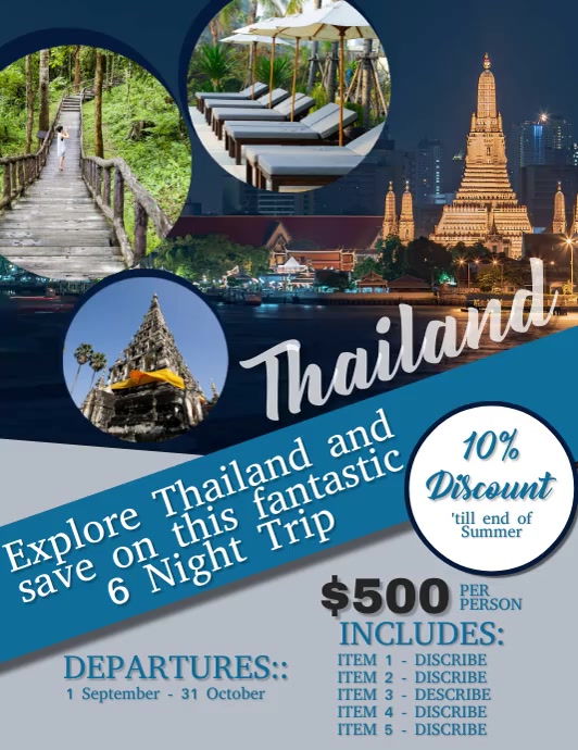 Thailand Travel Flyer VIDEO DIGITAL Template | PosterMyWall
