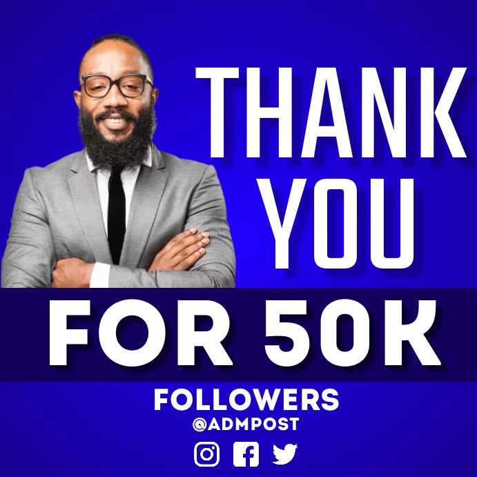 thank you 50k followers Template | PosterMyWall