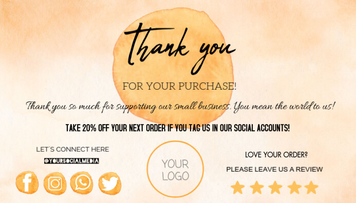 Thank You Card, DIY Marketing Cards Template Design, Thank You For ...