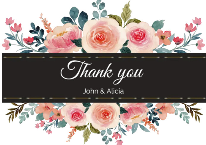 Thank You Card Floral Frame Template | PosterMyWall