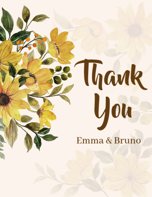 Thank You Card Floral Frame Template | PosterMyWall