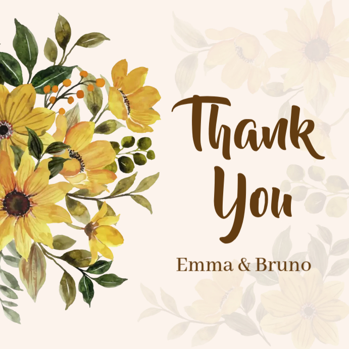 Szablon Thank You Card Floral Frame Instagram Ads | PosterMyWall
