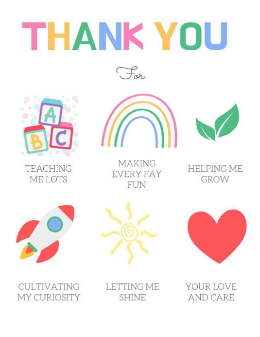 Copy of Thank You Card for Daycare Teachers | PosterMyWall