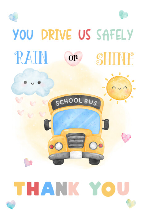 Thank You Card for School Bus Driver Template | PosterMyWall