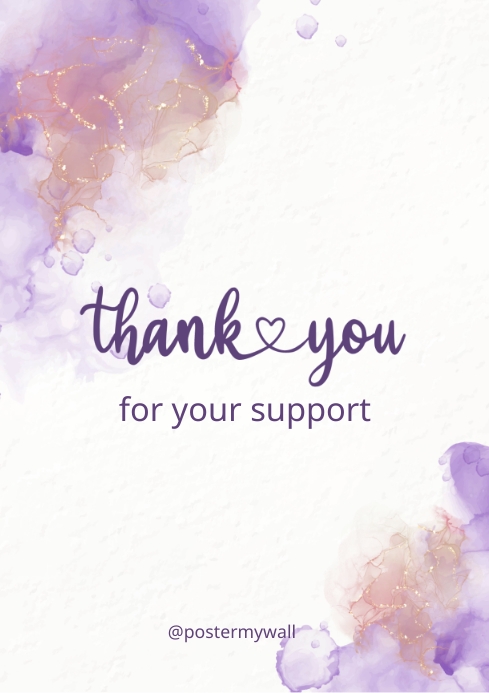 Thank You Card Purple Minimalist Marble Template | PosterMyWall