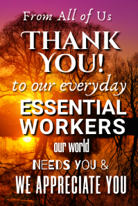 Thank You Essential Workers Poster Template | PosterMyWall