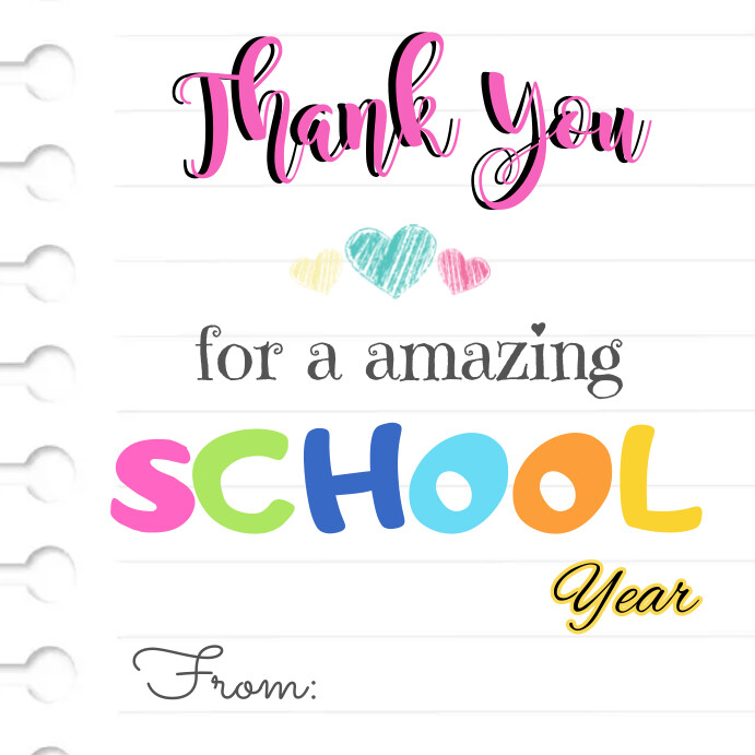 Thank You For A Great School Year Tag Template | PosterMyWall